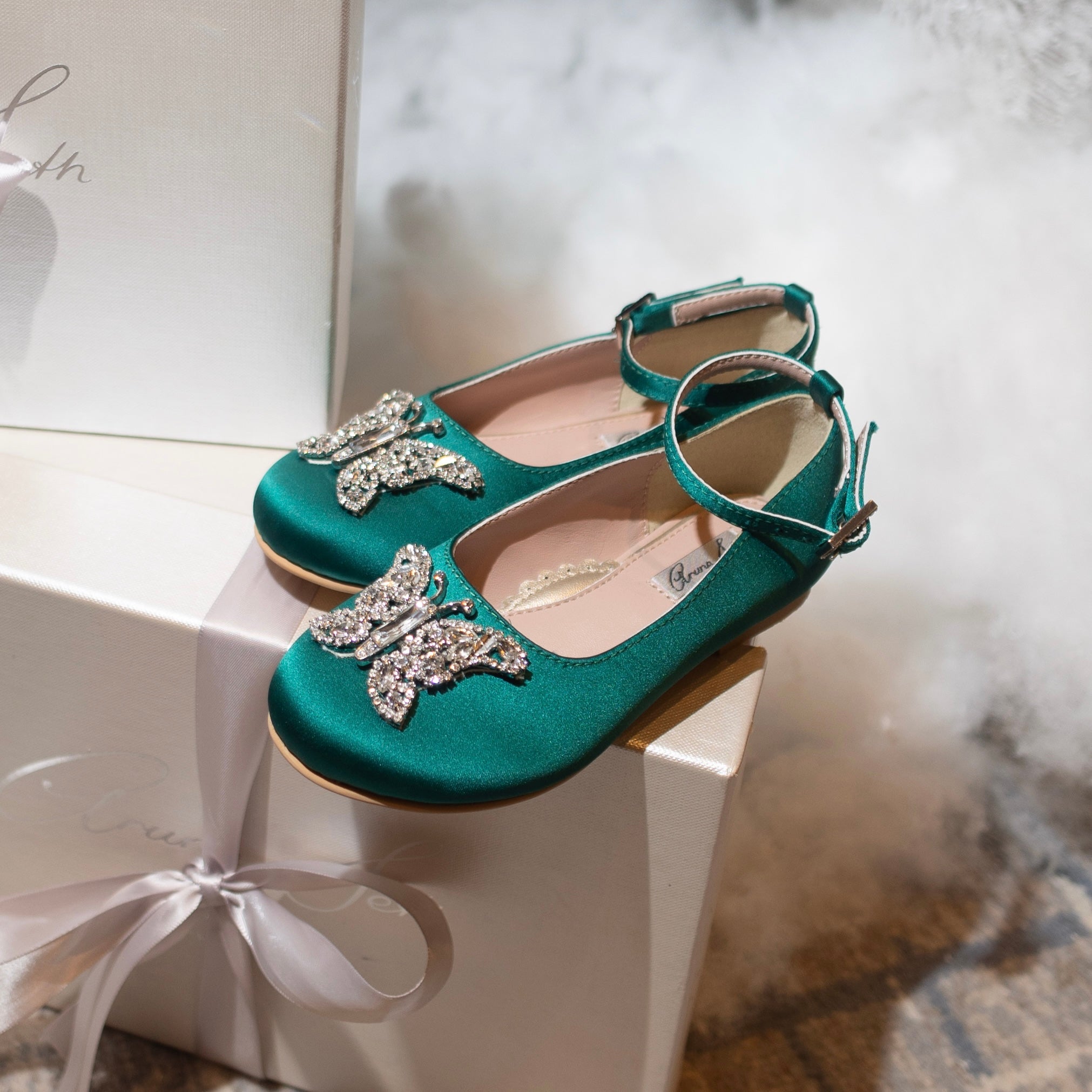 Green Designer Girls Shoes | Butterfly Girls Shoes